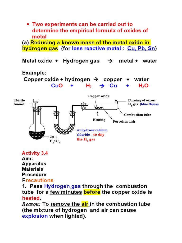 Reduction of Copper Oxide by Hydrogen | PDF | Copper | Combustion