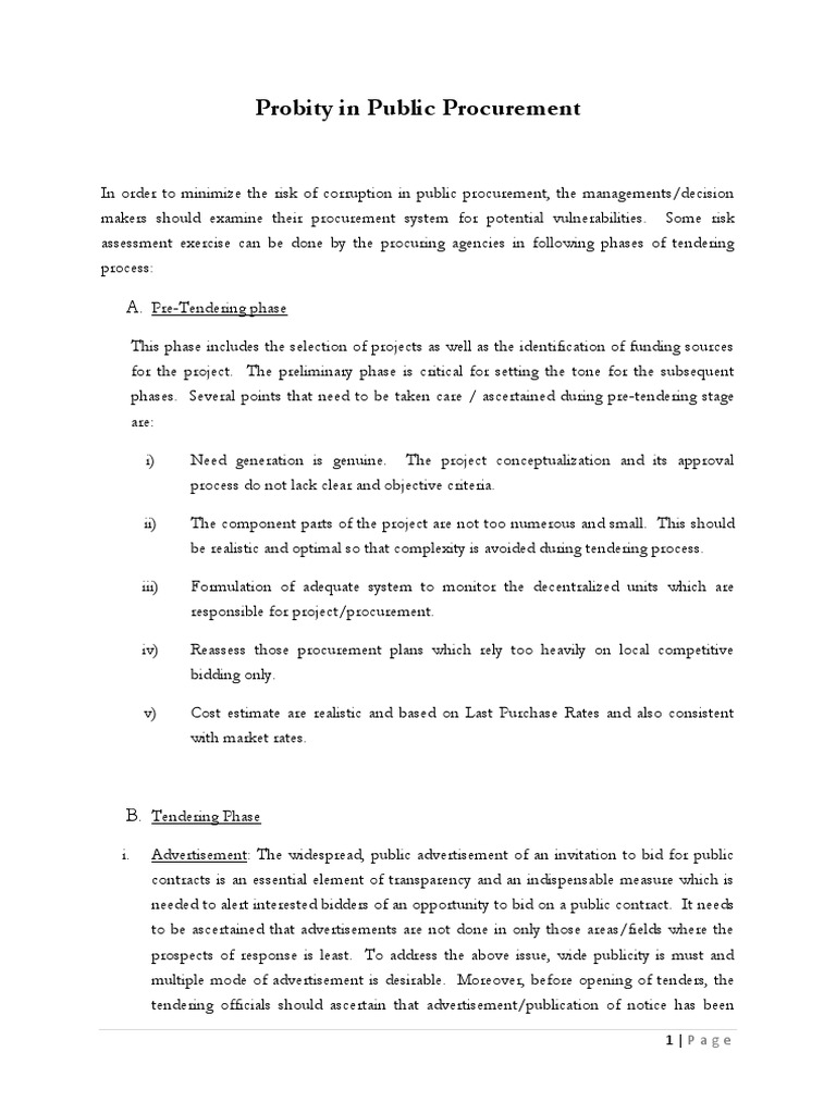 Probity in Public Procurement | PDF | Procurement | Audit