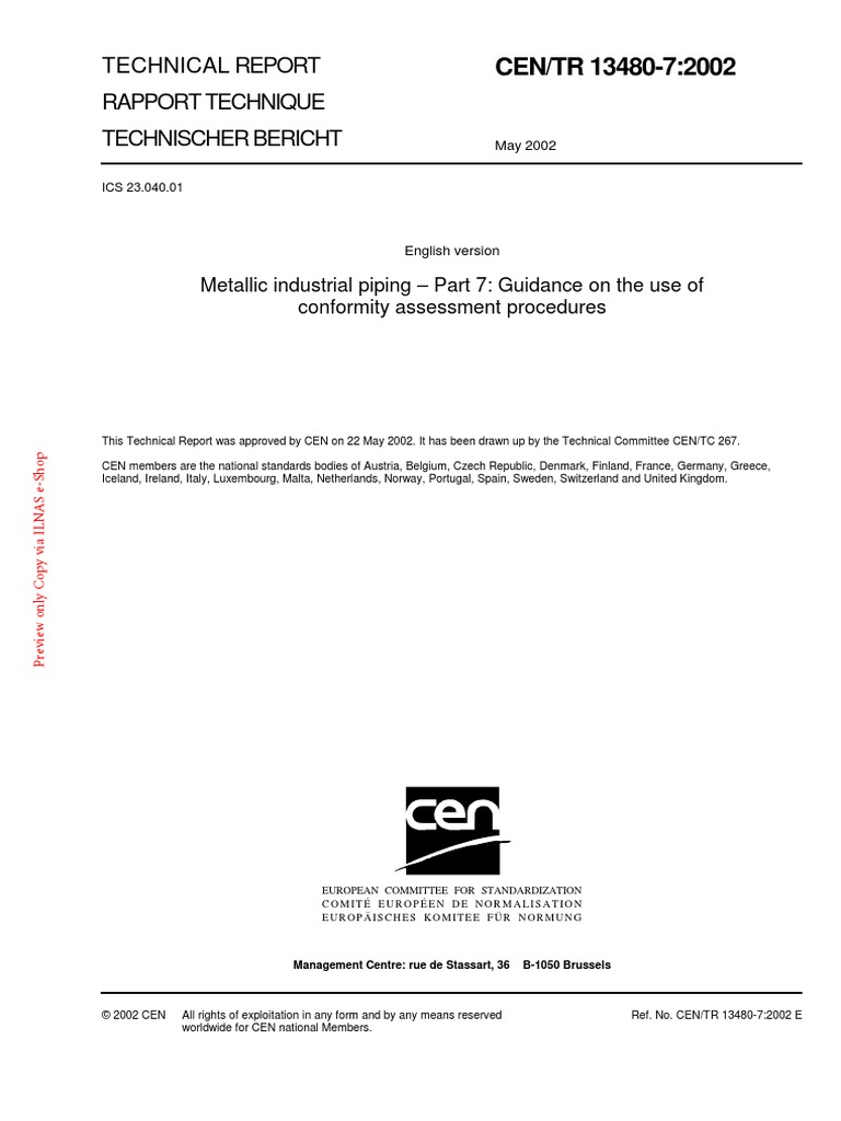 Cen TR 13480-7 (2002) (E) | PDF | Iso 9000 | Pressure