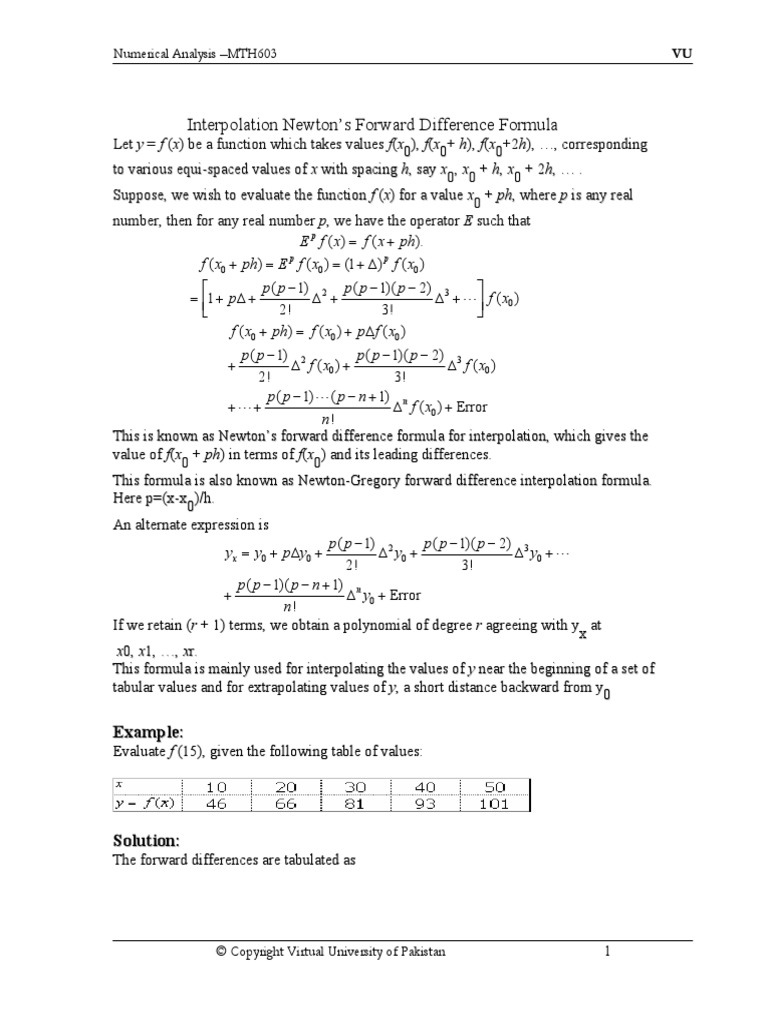 Numerical Analysis - MTH603 Handouts Lecture 21 | PDF | Finite ...