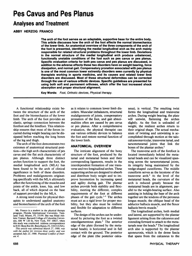 Pes Cavus and Pes Planus | Download Free PDF | Foot | Lower Limb Anatomy