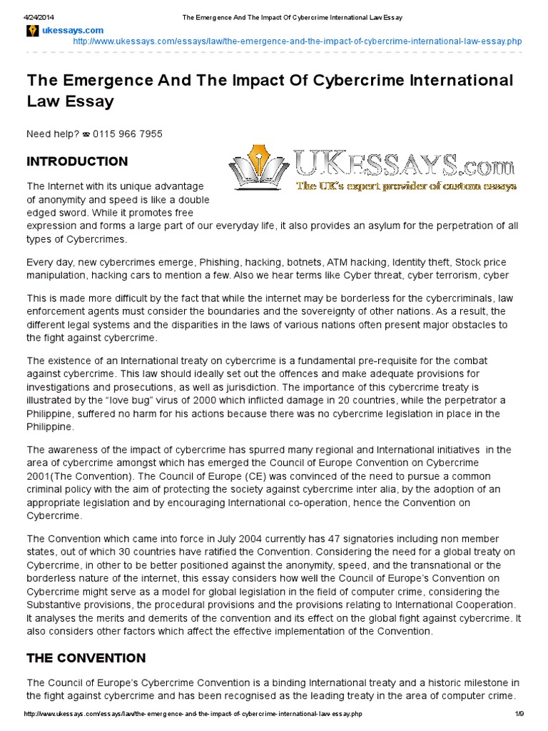 The Emergence and The Impact of Cybercrime International Law Essay ...