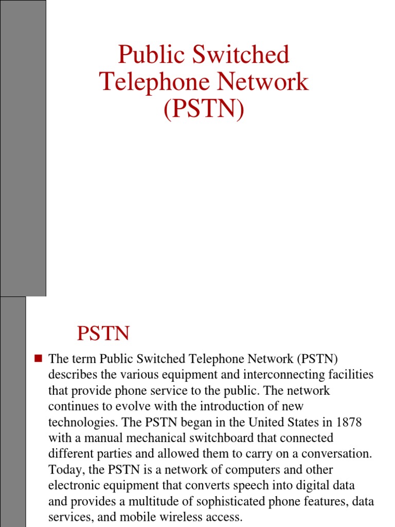 PSTN | PDF | Public Switched Telephone Network | Telephone Exchange