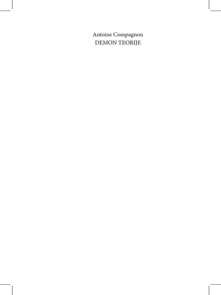 Antoine Compagnon "Demon Teorije" | PDF