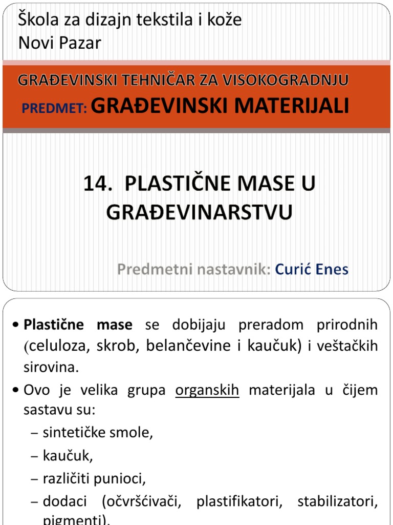 Plasticne Mase U Gradjevinarstvu | PDF