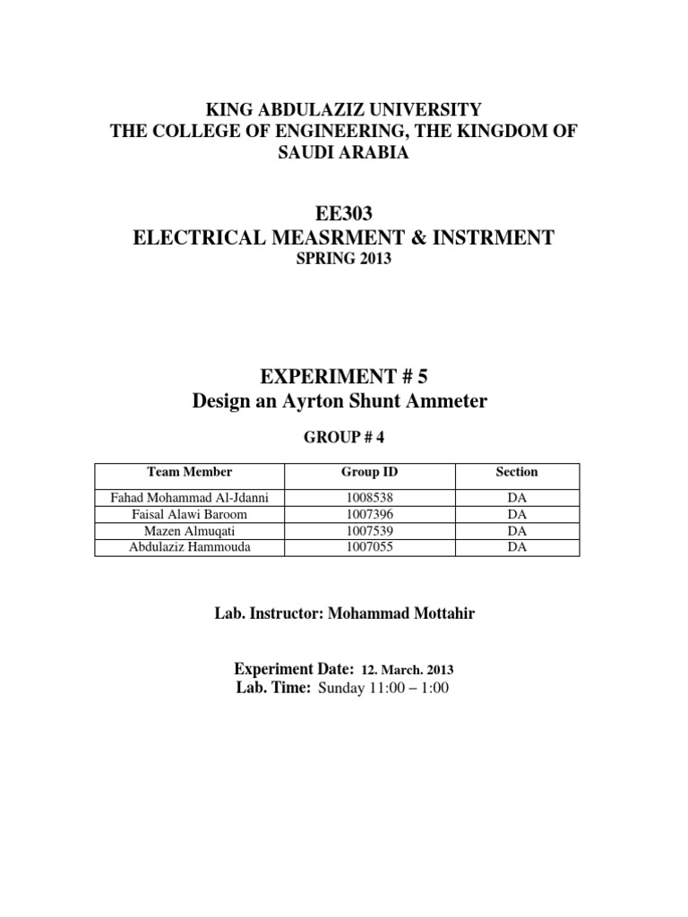 EE303 Exp-5 Group-4 | PDF | Resistor | Electronic Engineering