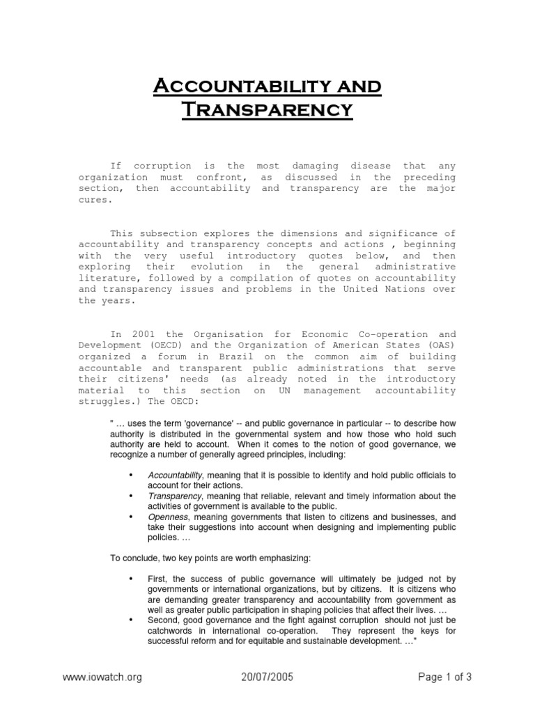 Transparency and Accountability | PDF | Transparency (Behavior) | Governance