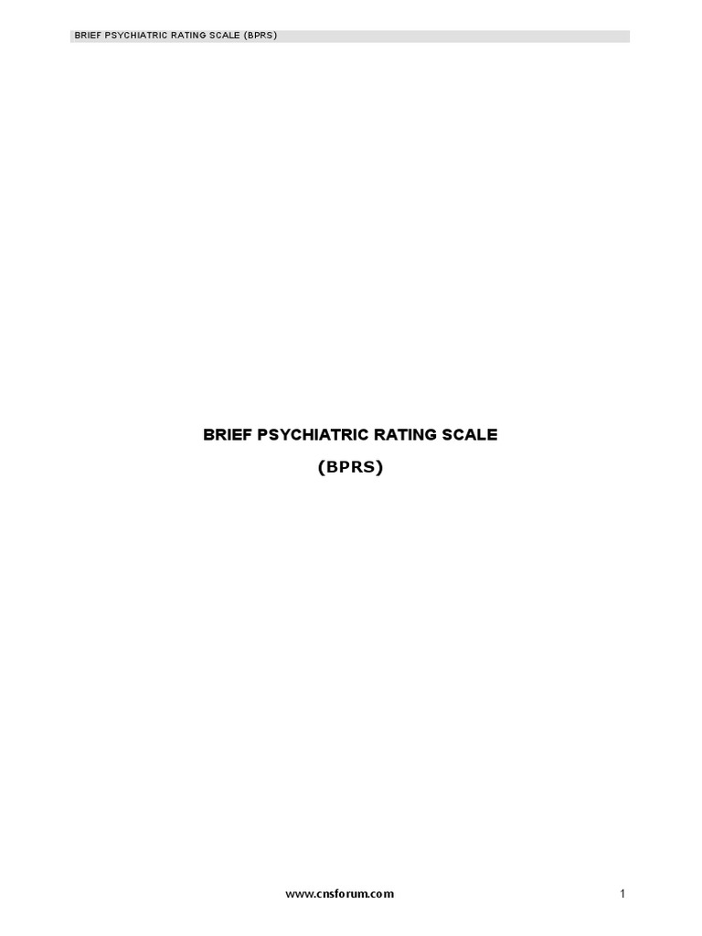 Bprs | PDF | Anxiety | Positive Psychology