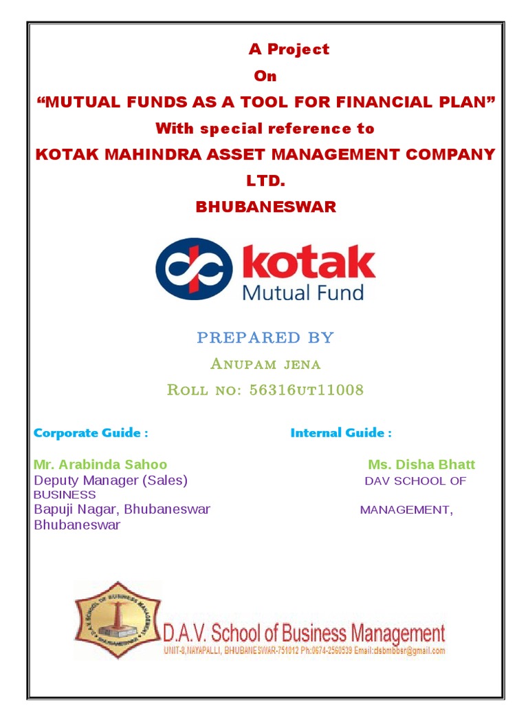 Project On Kotak Mutual Fund | PDF | Mutual Funds | Securities (Finance)