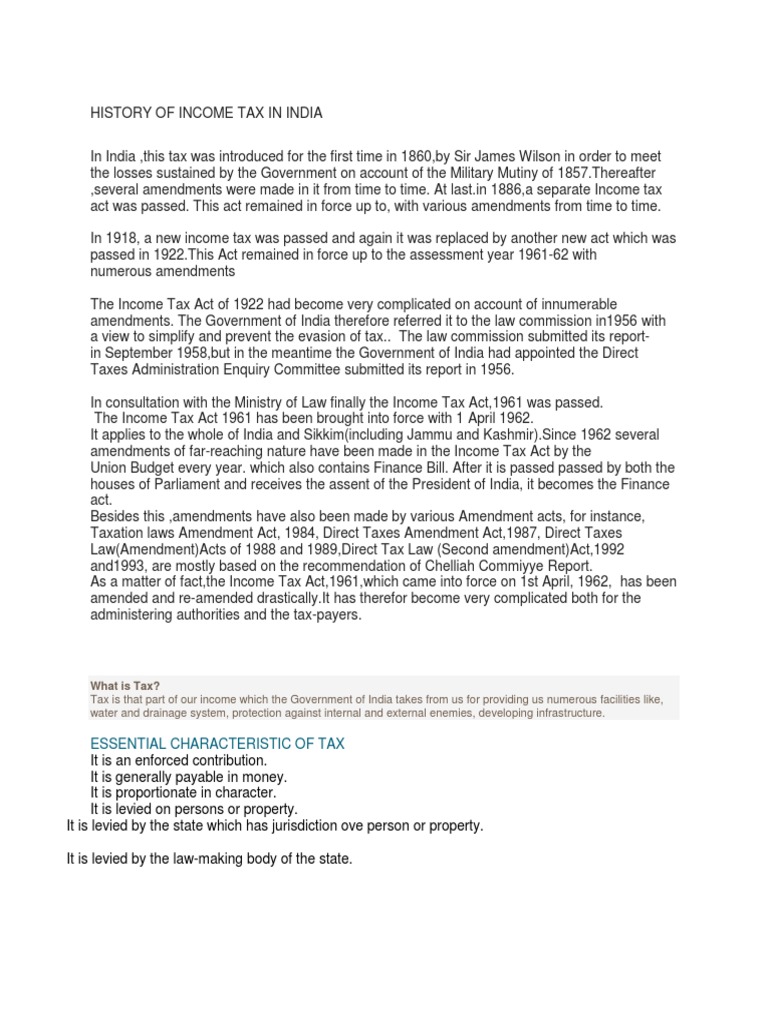 History of Income Tax | PDF | Excise | Taxation