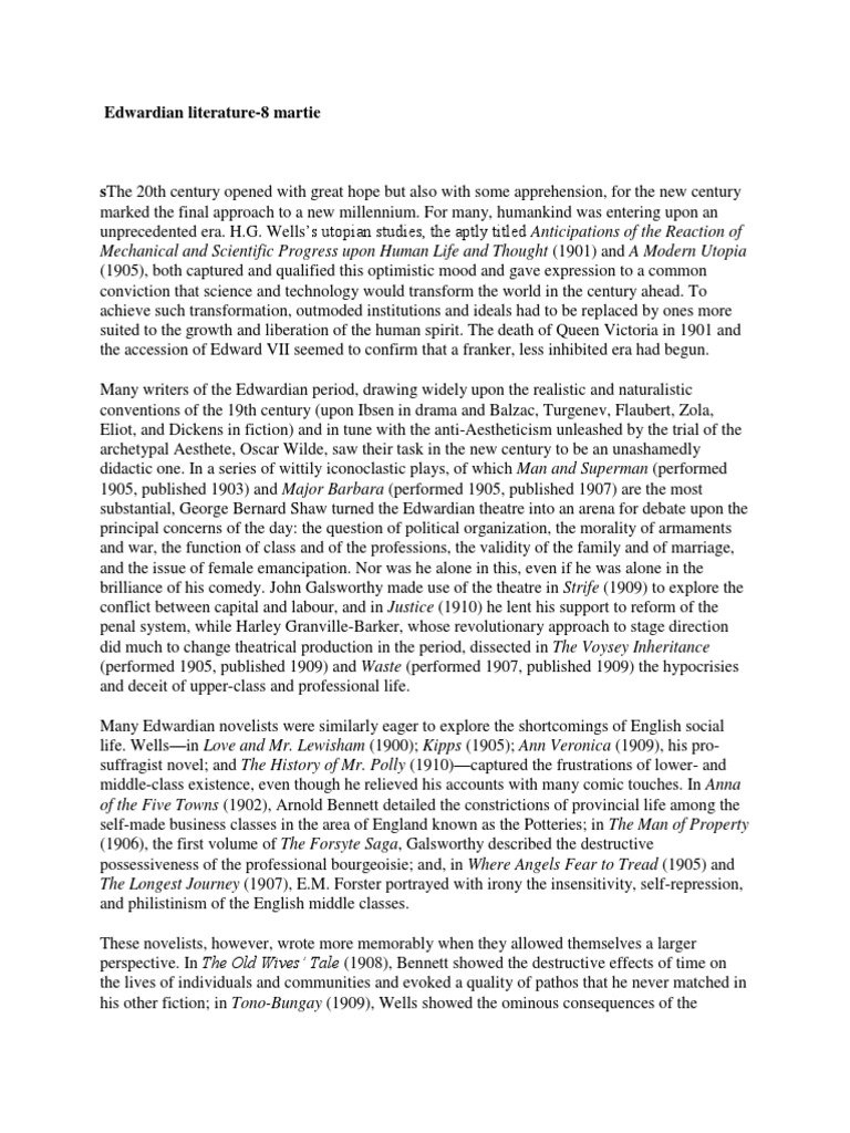 Edwardian Literature | PDF | Joseph Conrad | Poetry