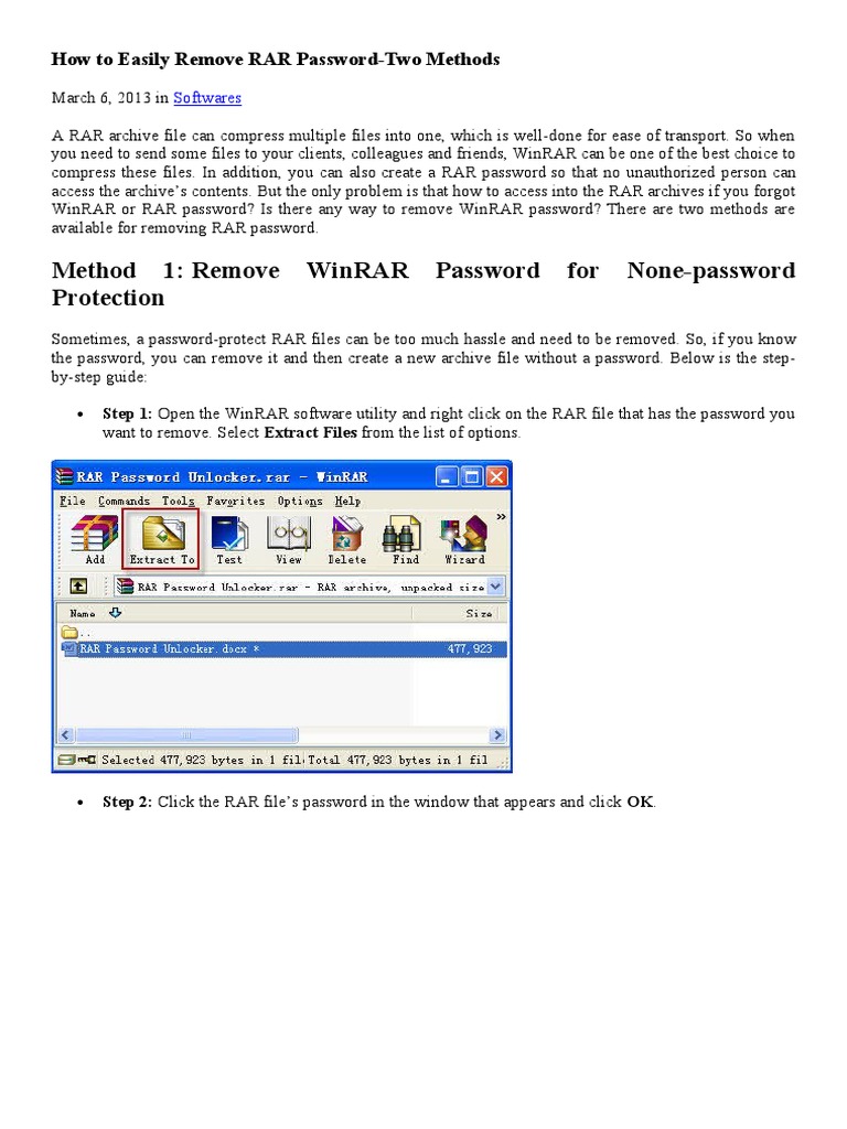 How To Easily Remove RAR Password | PDF | Computer File | Password