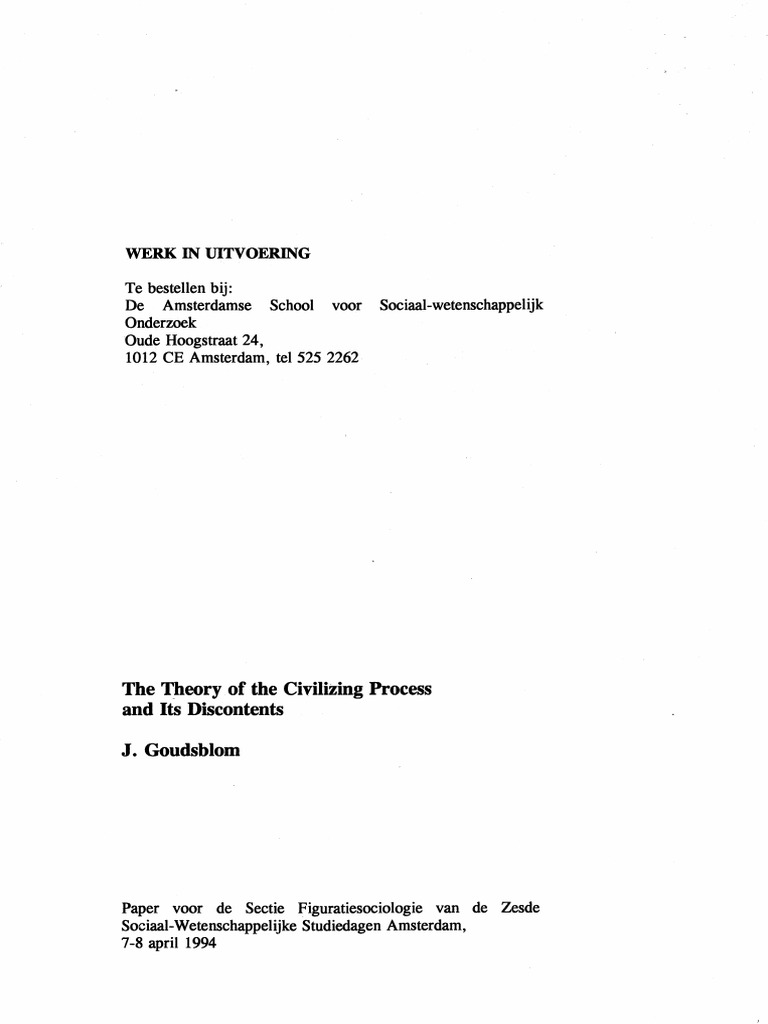 Norbert Elias - The Civilizing Process | PDF | Civilization | Sociology