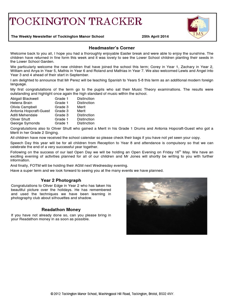 Tockington Tracker 25-04-14 | PDF | Food And Drink | Cooking