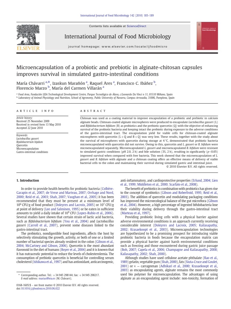 Microencapsulation of A Probiotic and Prebiotic in Alginate-Chitosan ...