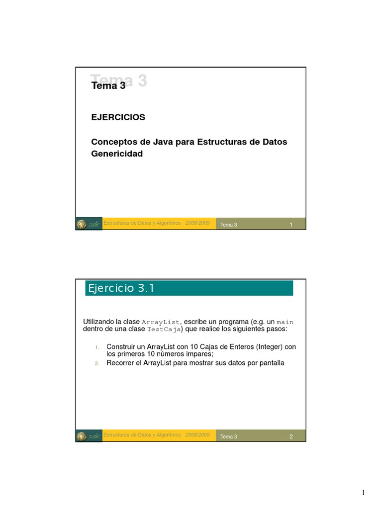 Ejercicios ArrayList | PDF | Java (lenguaje de programación) | Algoritmos