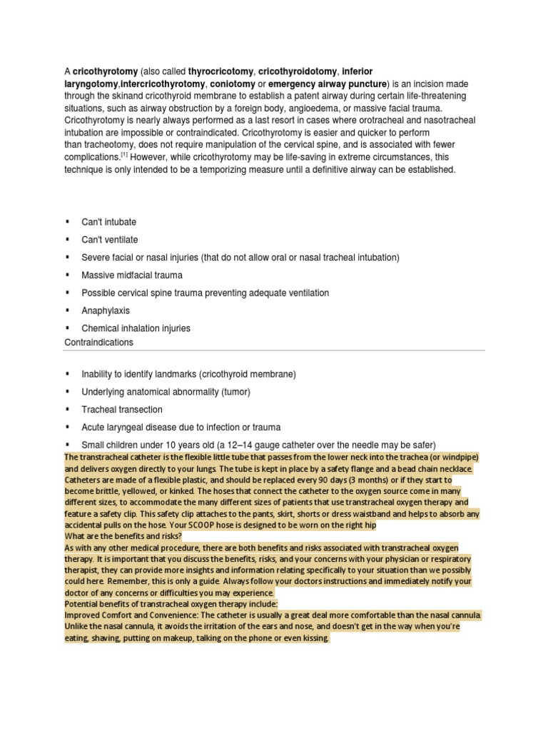 Laryngotomy, Intercricothyrotomy, Coniotomy or Emergency Airway ...