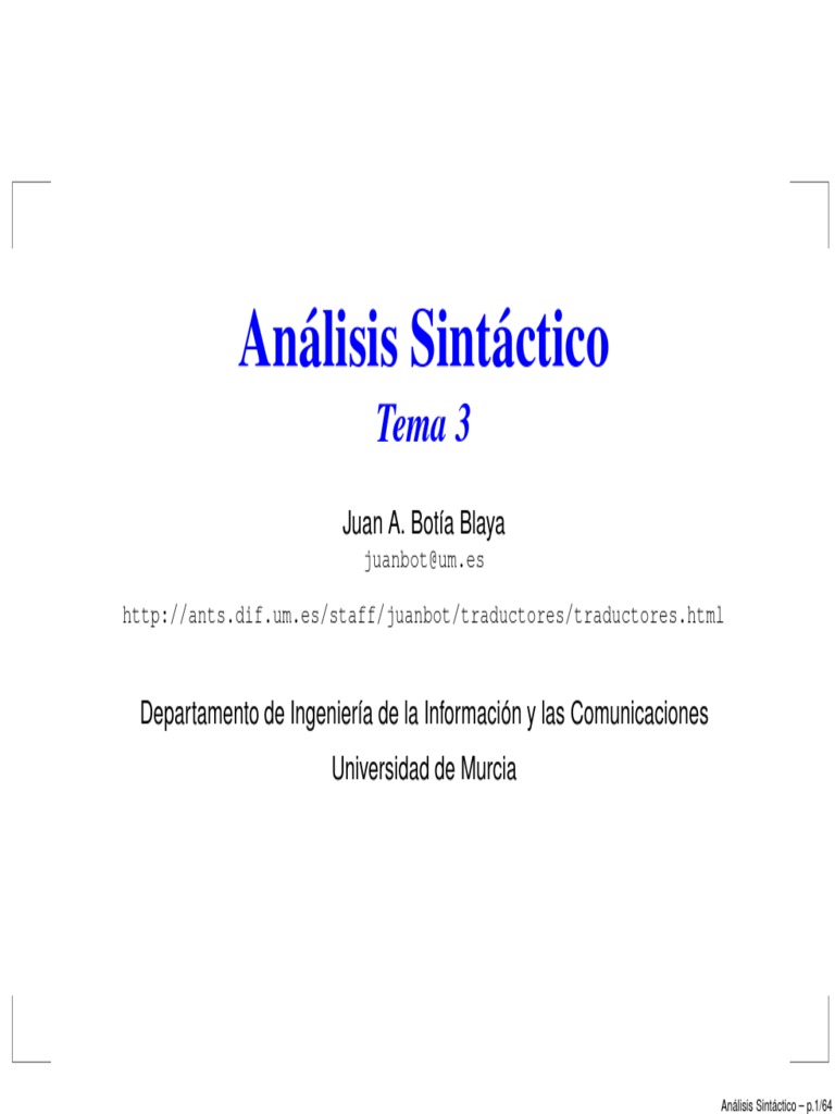 Cocke Younger Kasami | PDF | Analizando | Sintaxis (Lógica)