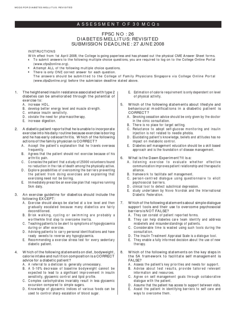 342 MCQ | PDF | Diabetes Management | Diabetes Mellitus Type 2