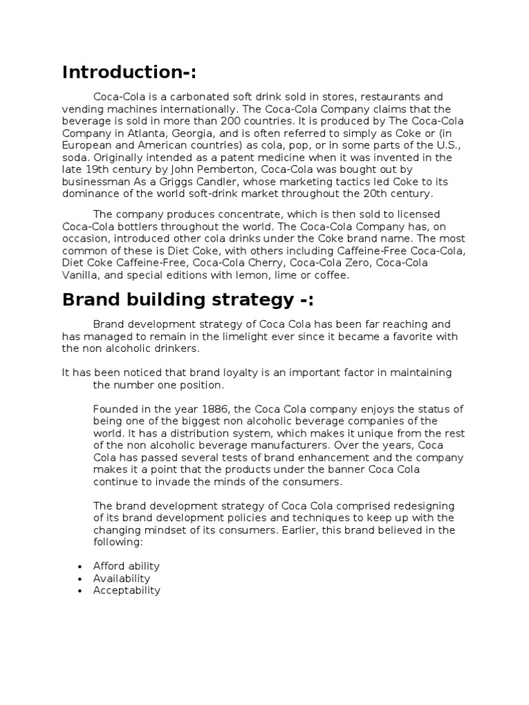 Coca Cola Branding Strategy | PDF | Coca Cola | The Coca Cola Company