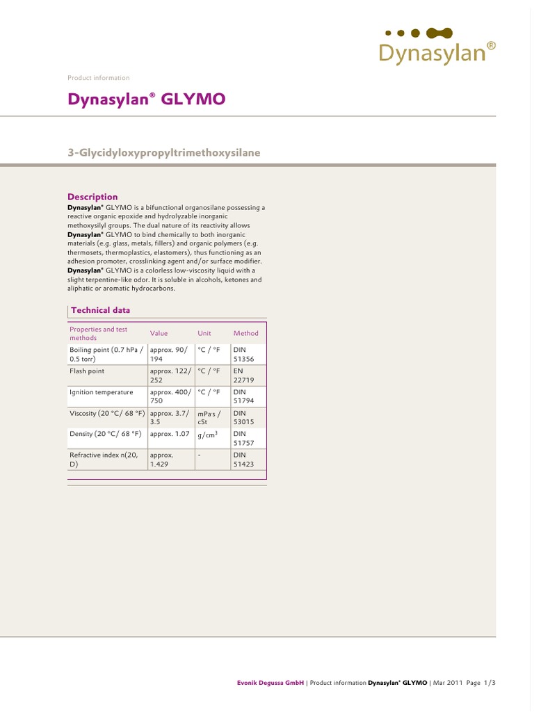Evonik+Degussa-Dynasylan+GLYMO 2011.unlocked | PDF | Polymers | Glasses