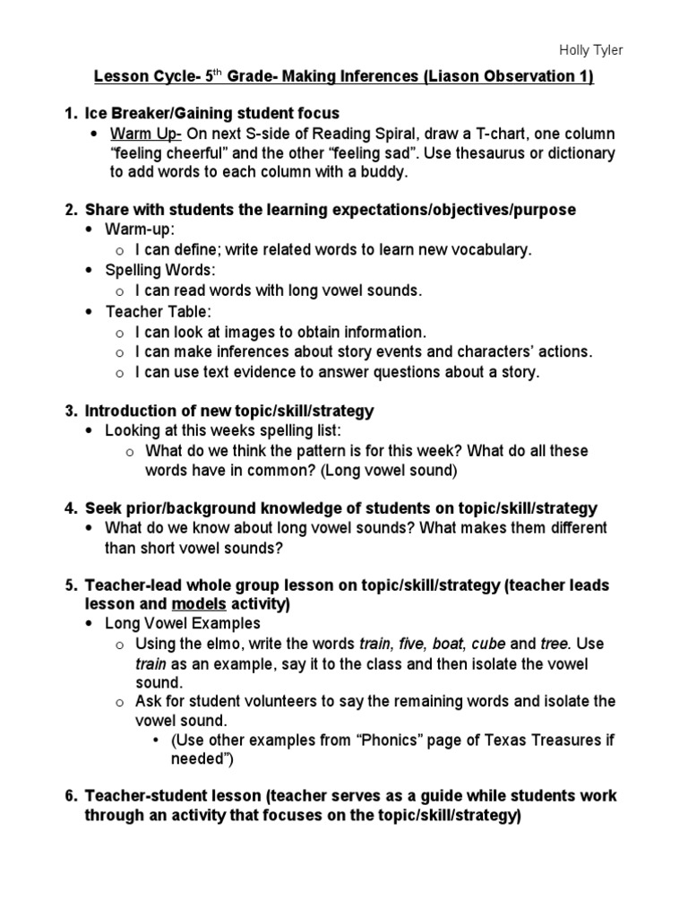 5th Grade Lesson: Making Inferences | PDF | Linguistics