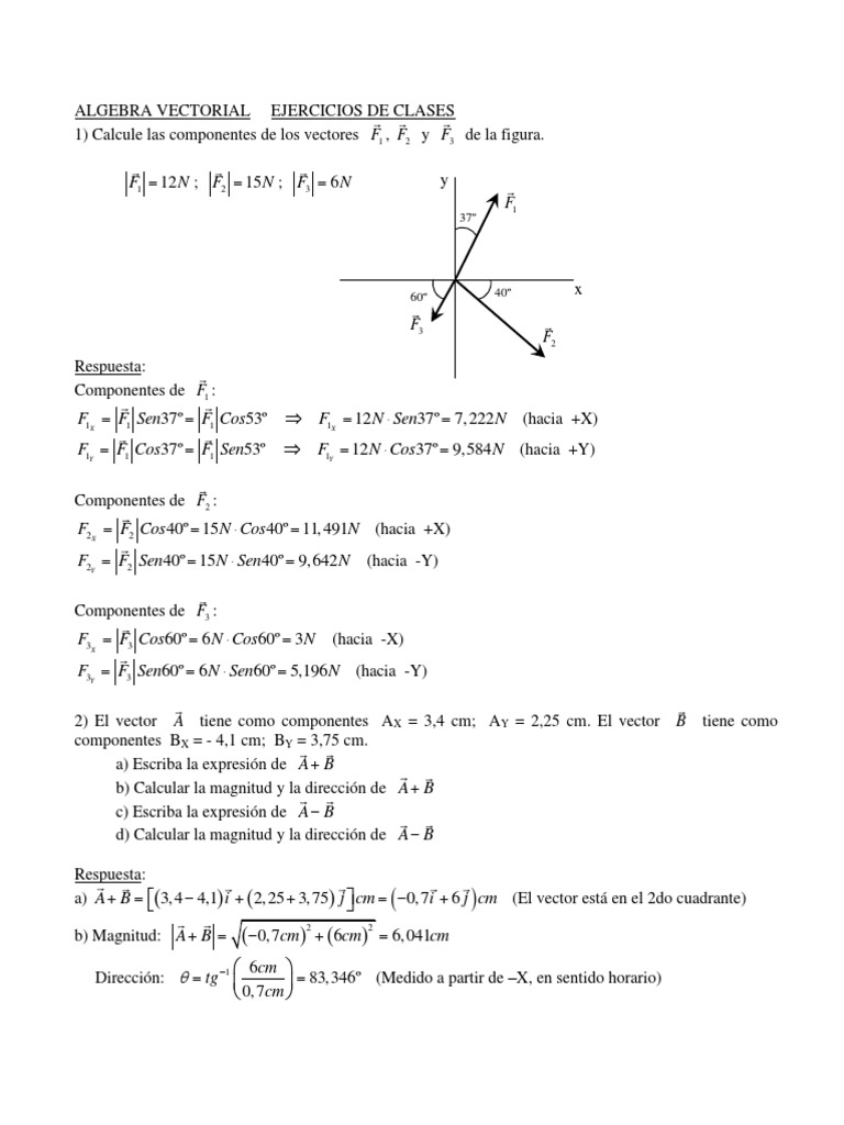 Ejercicios de Álgebra Vectorial | PDF | Cálculo multivariable | Cálculo vectorial