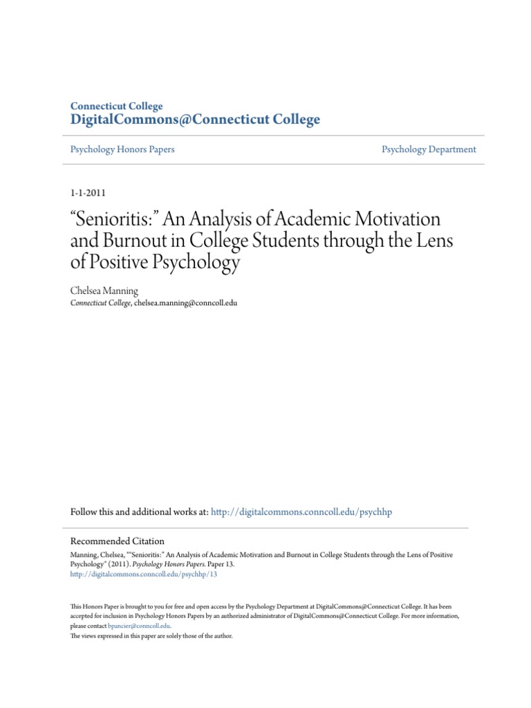 Senioritis: Academic Motivation Analysis | PDF | Occupational Burnout ...