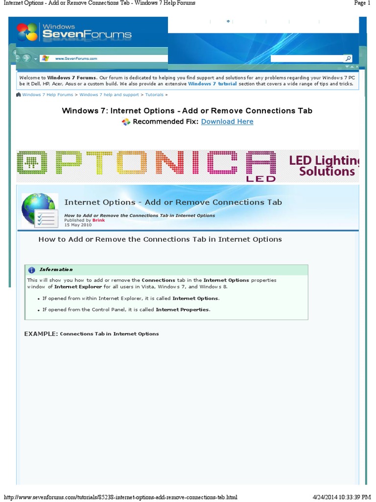 Internet Options - Add or Remove Connections Tab - Windows 7 Help ...