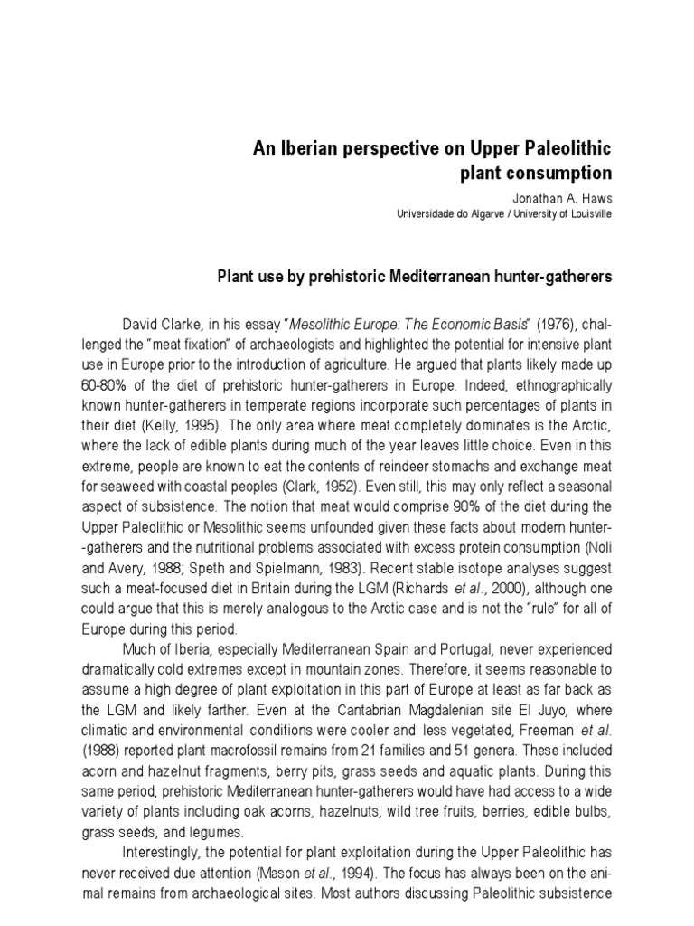 An Iberian Perspective On Upper Paleolithic Plant Consumption | PDF ...