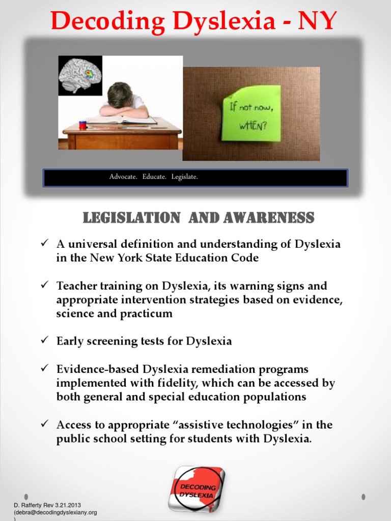 Decoding Dyslexia - NY (Advocate. Educate. Legislate) 4.25.14 | PDF | Dyslexia | Learning Disability