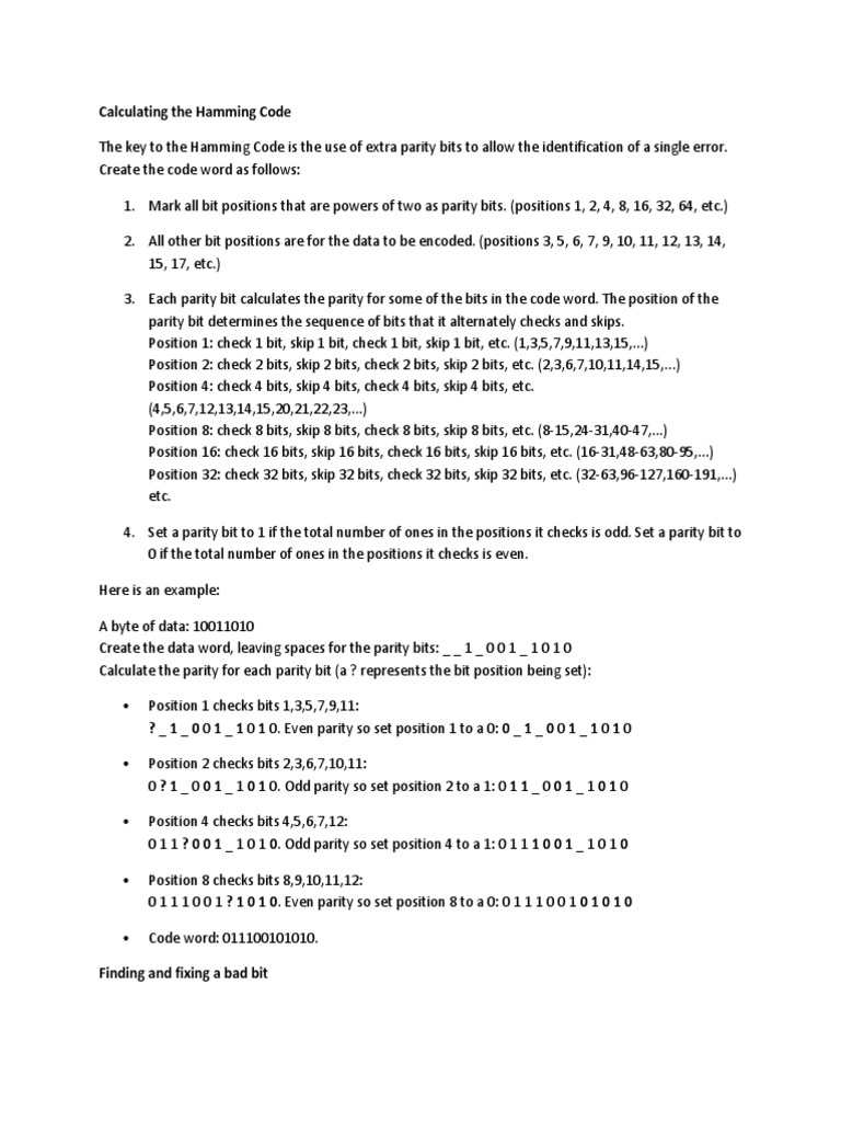 Hamming Code | Download Free PDF | Bit | Code