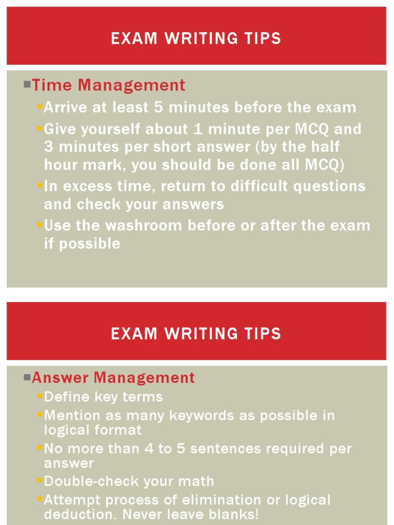 Exam Writing Tips: Time Management | PDF | Enzyme Kinetics | Enzyme ...