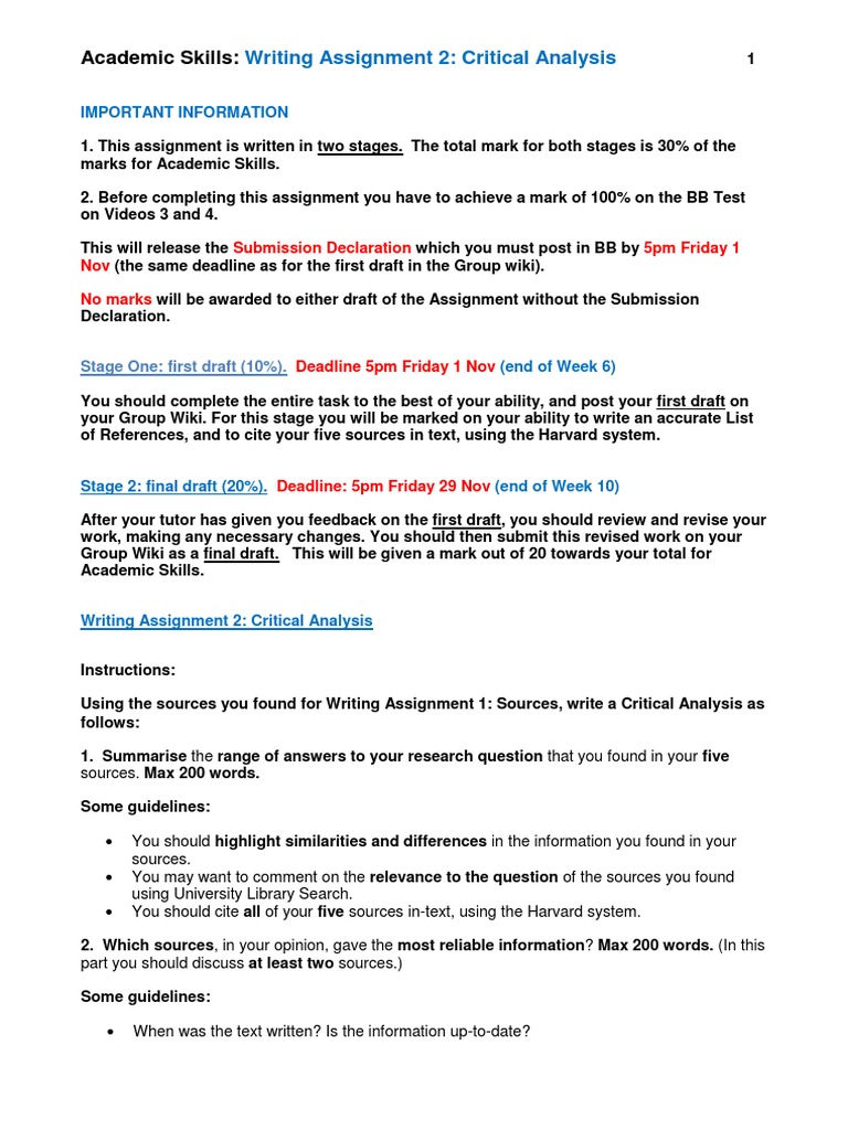 2013 Writing Assignment 2 - Critical Analysis | PDF