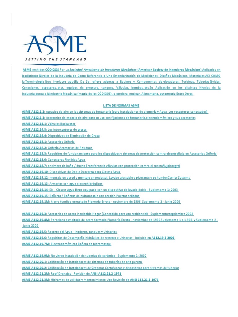 Lista de Normas ASME | Herramientas | Ascensor