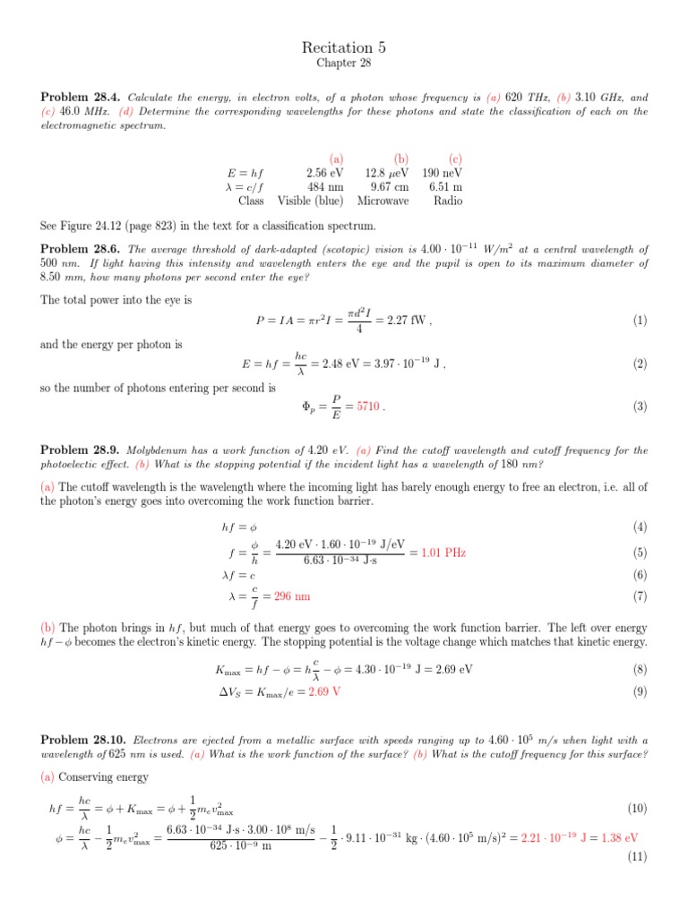 Probleme Rezolvate QM | PDF | Electronvolt | Photoelectric Effect