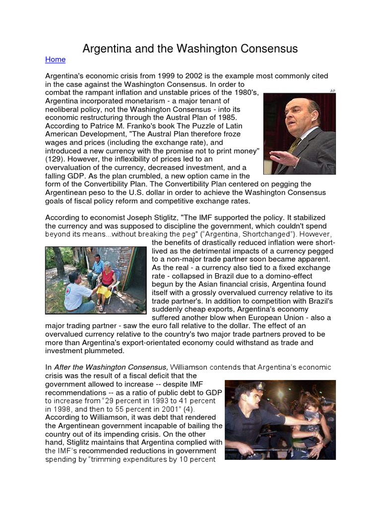 Argentina and The Washington Consensus | PDF | Washington Consensus | Macroeconomics