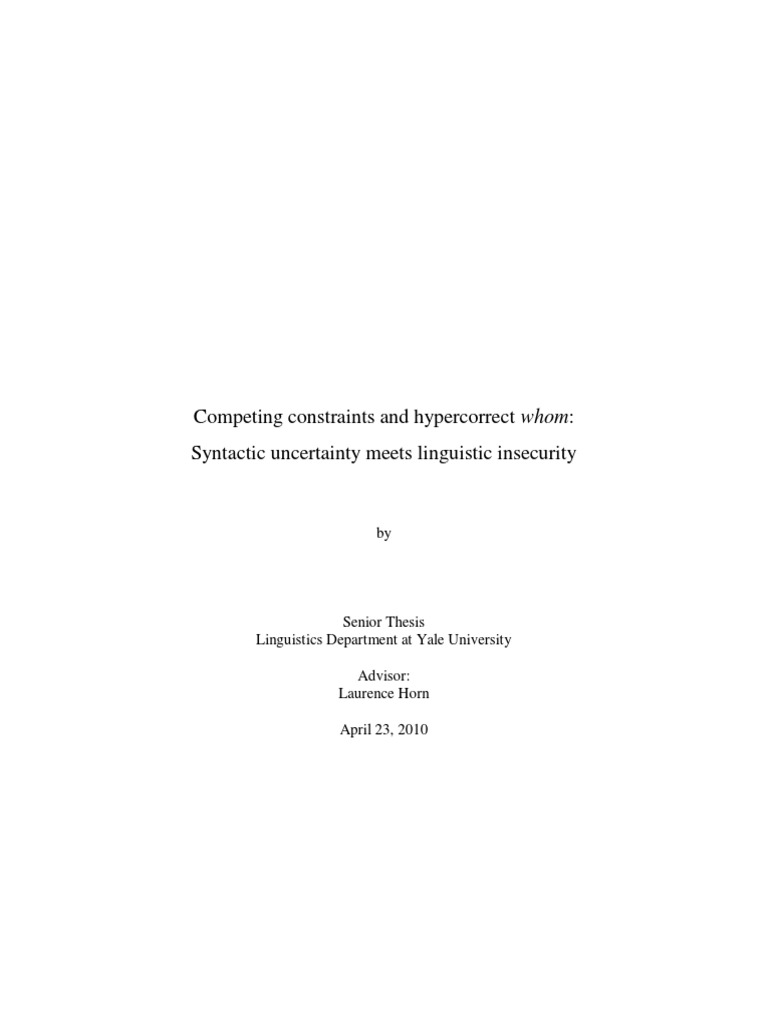 Hillary Schepps Senior Thesis | PDF | Subject (Grammar) | Clause