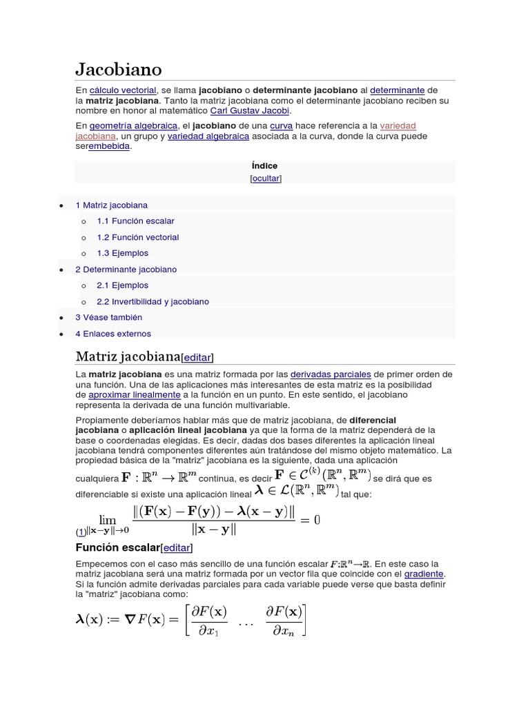 Cálculo y Propiedades del Jacobiano | PDF | Álgebra | Física