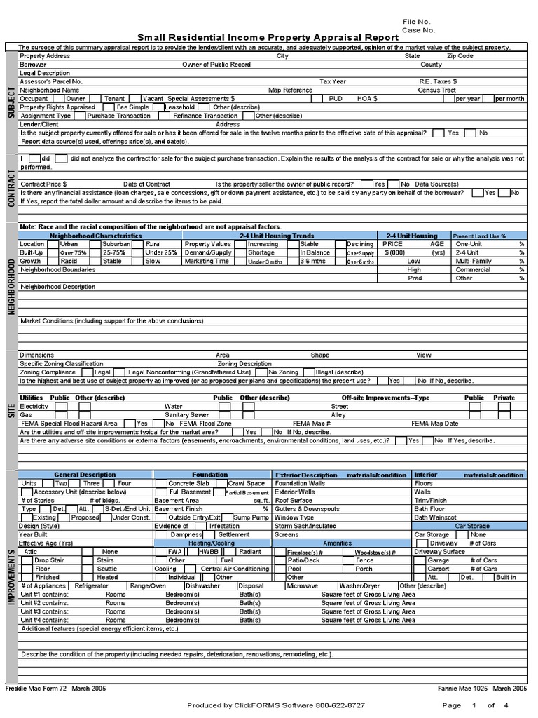 Fnma 1025 | PDF | Real Estate Appraisal | Basement