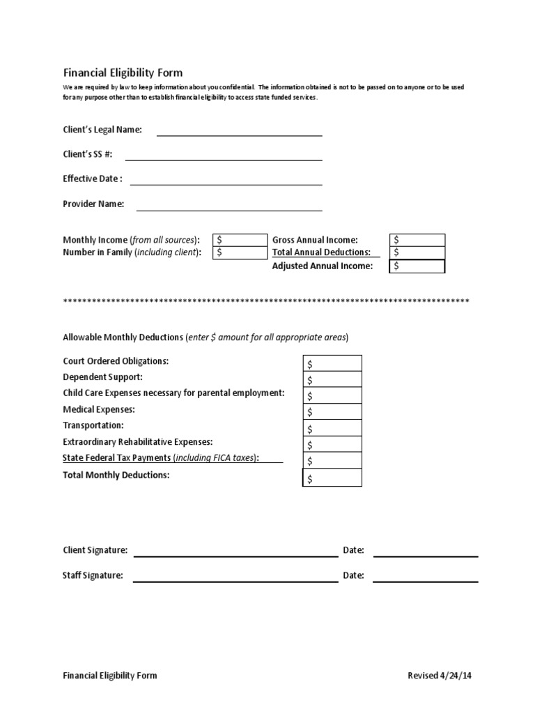 Financialeligibilityform | PDF