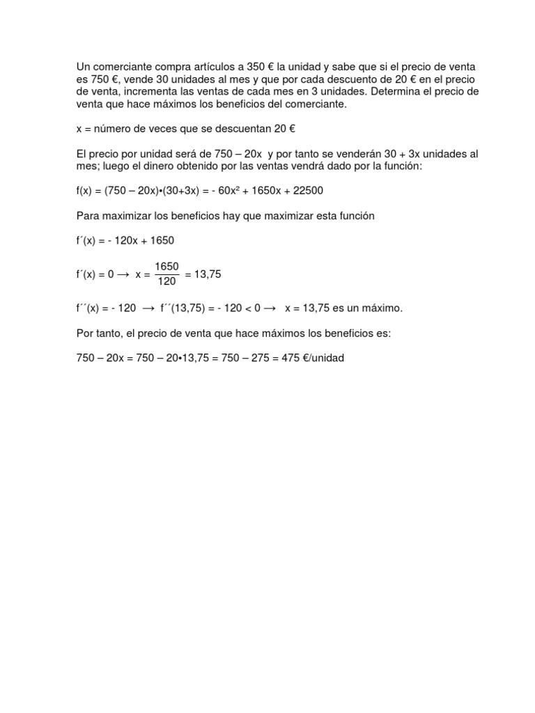 Precio óptimo para maximizar beneficios | PDF | Finanzas y dinero ...