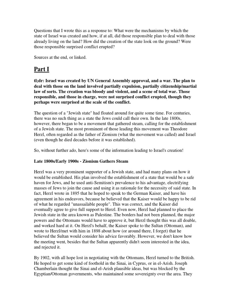 Israel's Creation: Conflict & Strategy | PDF | Mandatory Palestine ...