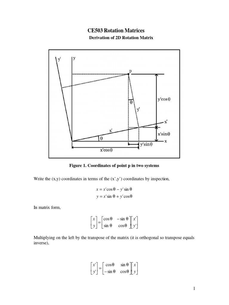 Rotational Matrix | PDF | Cartesian Coordinate System | 2 D Computer ...