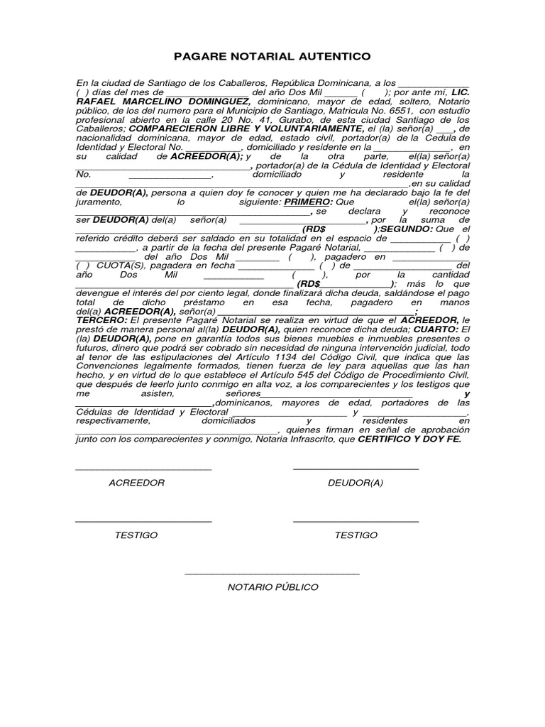 Pagare Notarial Autentico | PDF | Derecho