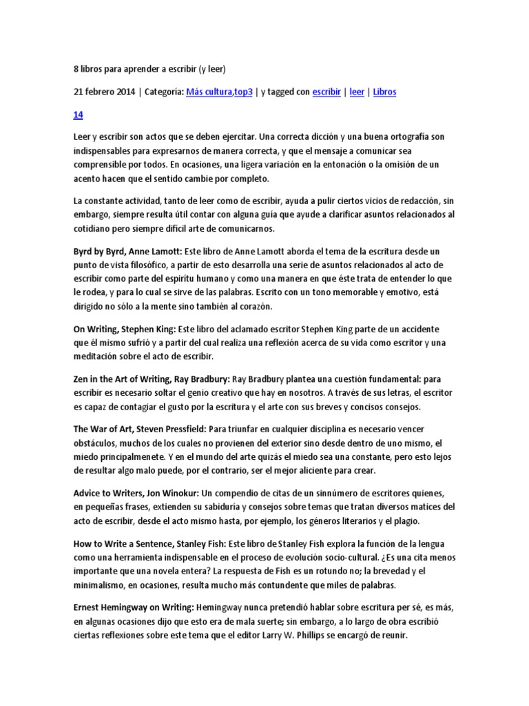 8 Libros para Aprender A Escribir | PDF | Escritura | Stephen King