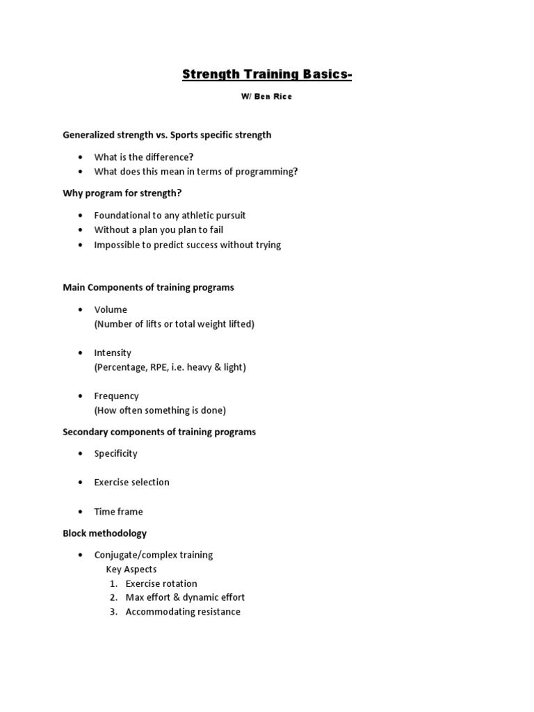 Strength Training Basics handout