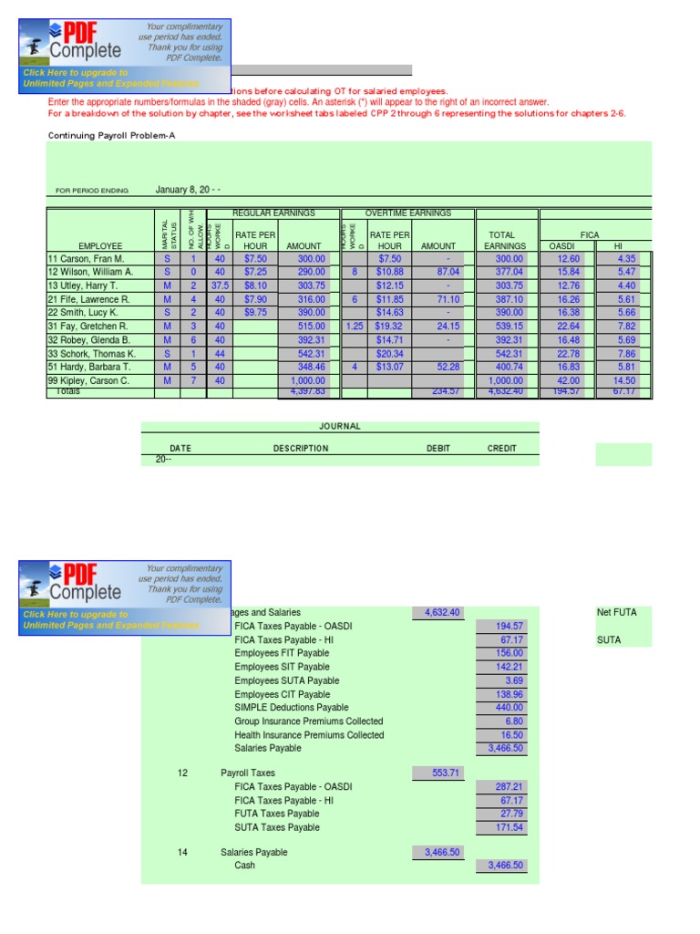 Chapter 7 Payroll Project Overview | PDF | Federal Insurance ...