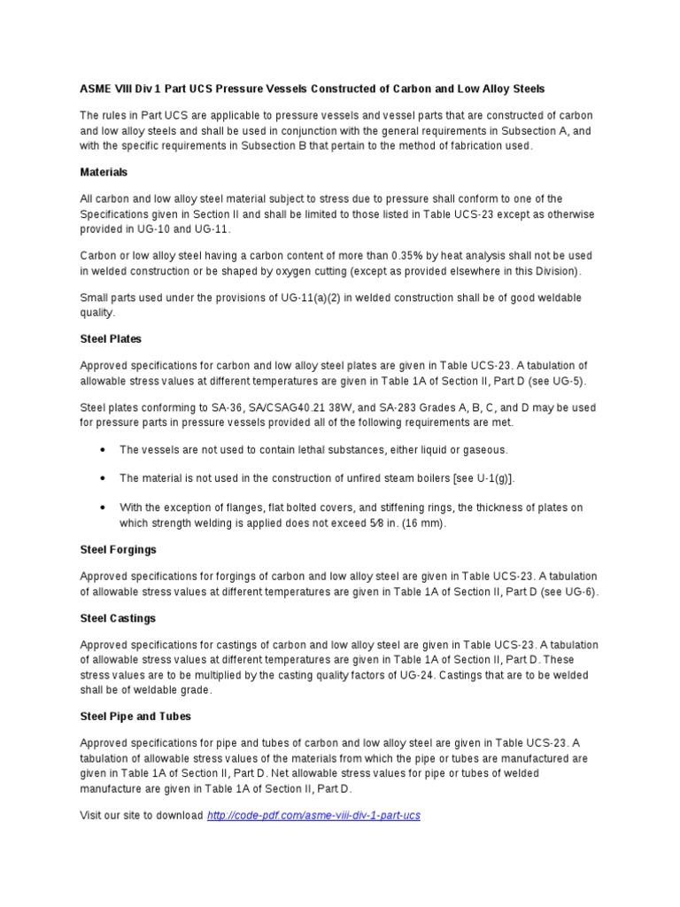 UCS Pressure Vessel Specifications | PDF | Structural Steel | Steel