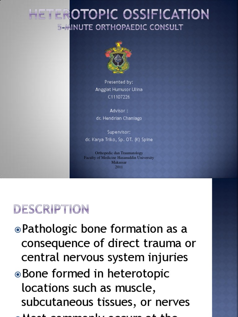 Heterotopic Ossification | PDF | Radiation Therapy | Nonsteroidal Anti ...